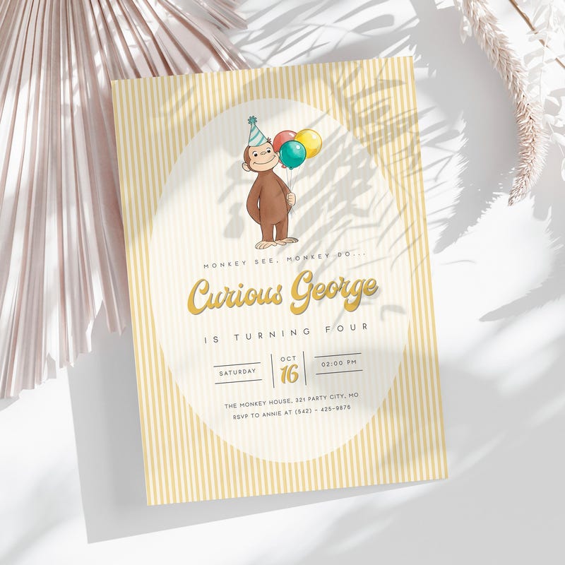 George Curious Invite - Etsy
