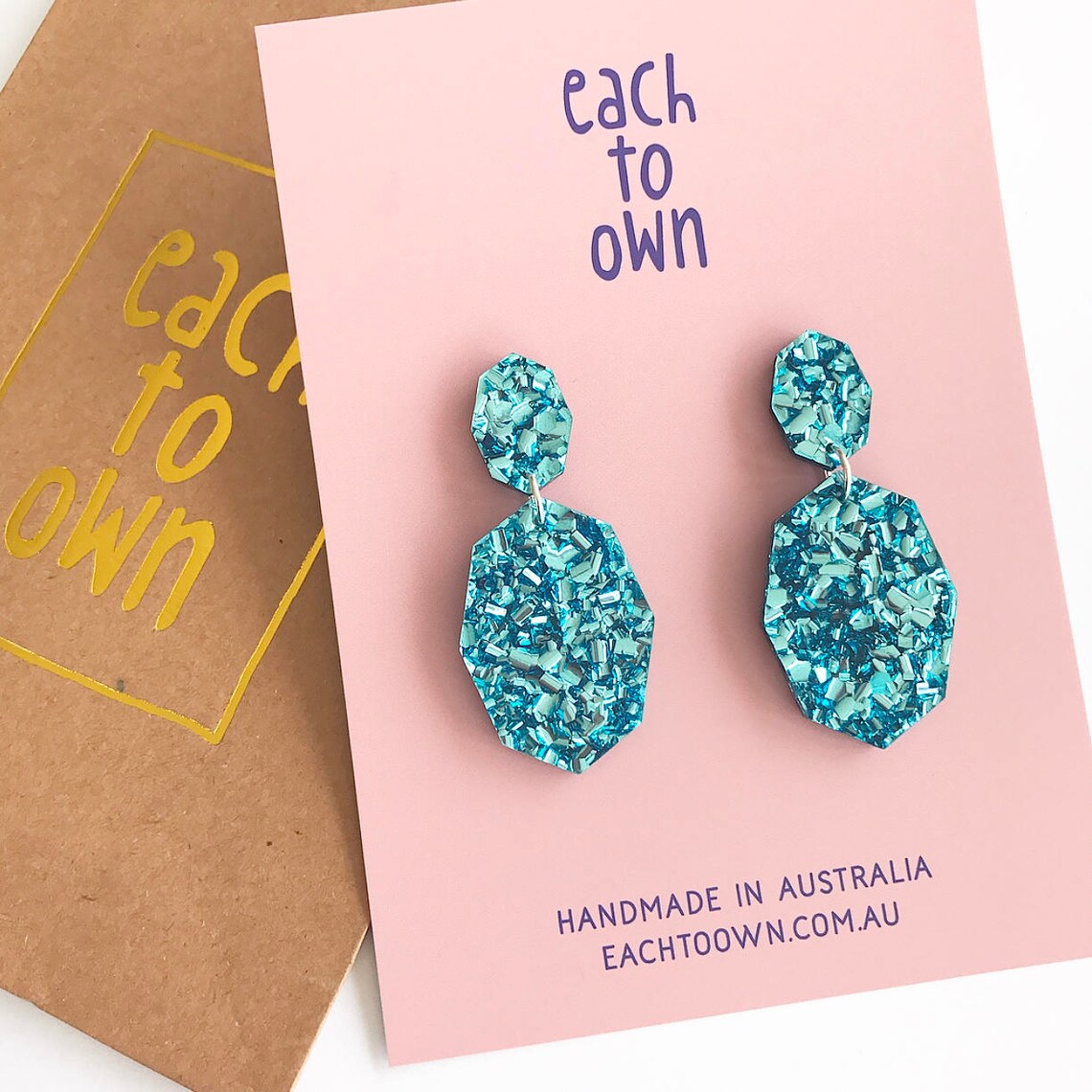 Gemstar Double Drops Ice Blue Glitter Geometric Drop - Etsy