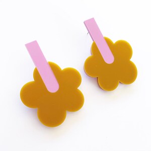 Paddle Pop Flower Studs Mustard Yellow and Lilac Purple Acrylic ...