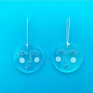 Moon Face Drops Dawn Laser Cut Drops Earrings Clear - Etsy