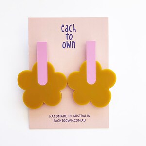 Paddle Pop Flower Studs Mustard Yellow and Lilac Purple Acrylic ...