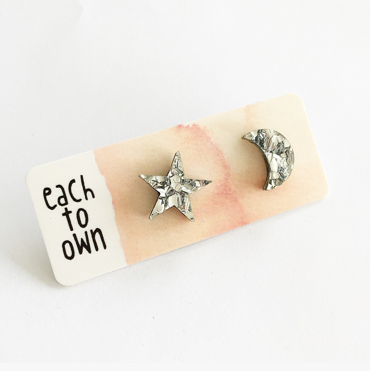 Silver Lush Glitter Celeste Studs Star Moon Combo Laser | Etsy