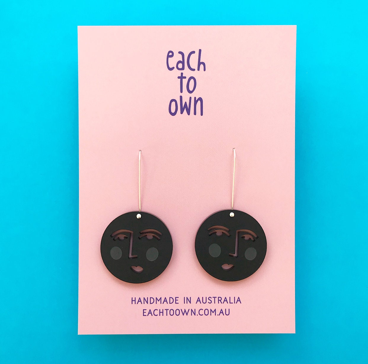 Moon Face Drops Dusk Laser Cut Drops Earrings Black Matt | Etsy