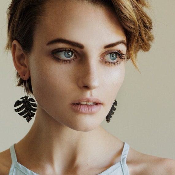 Monnie Drops Night Life Laser Cut Drops Earrings Dark | Etsy