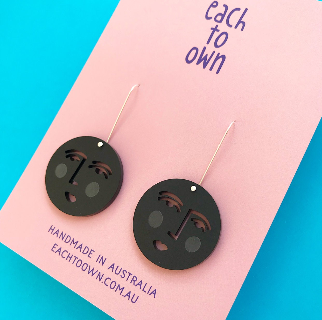 Moon Face Drops Dusk Laser Cut Drops Earrings Black Matt | Etsy