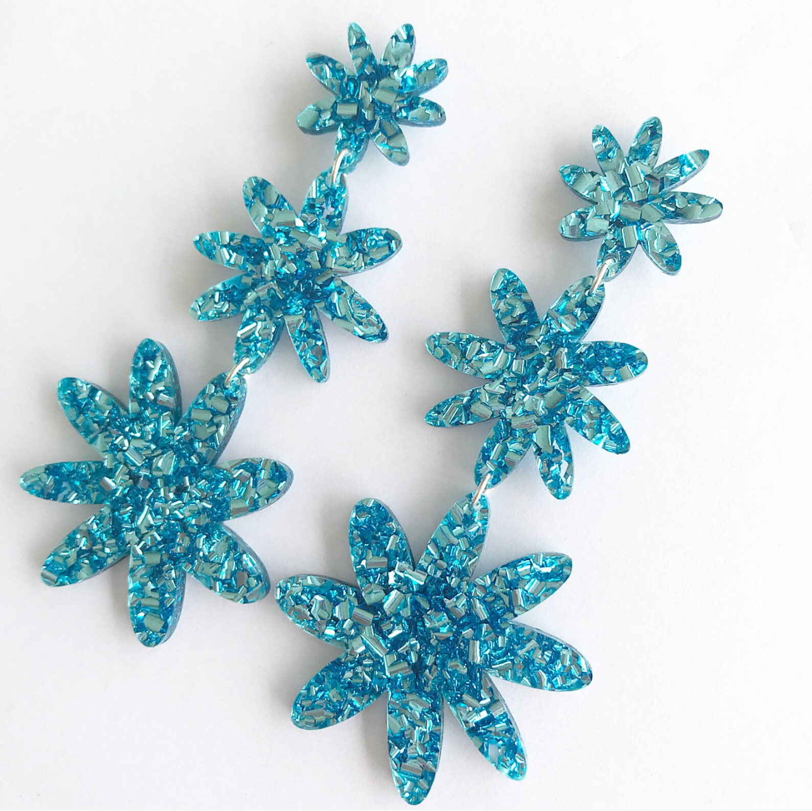 Flora Triple Drop Ice Blue Glitter Acrylic Laser Cut | Etsy