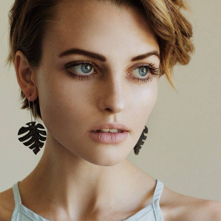 Monnie Drops Emma Laser Cut Drops Earrings Emerald Green | Etsy Australia