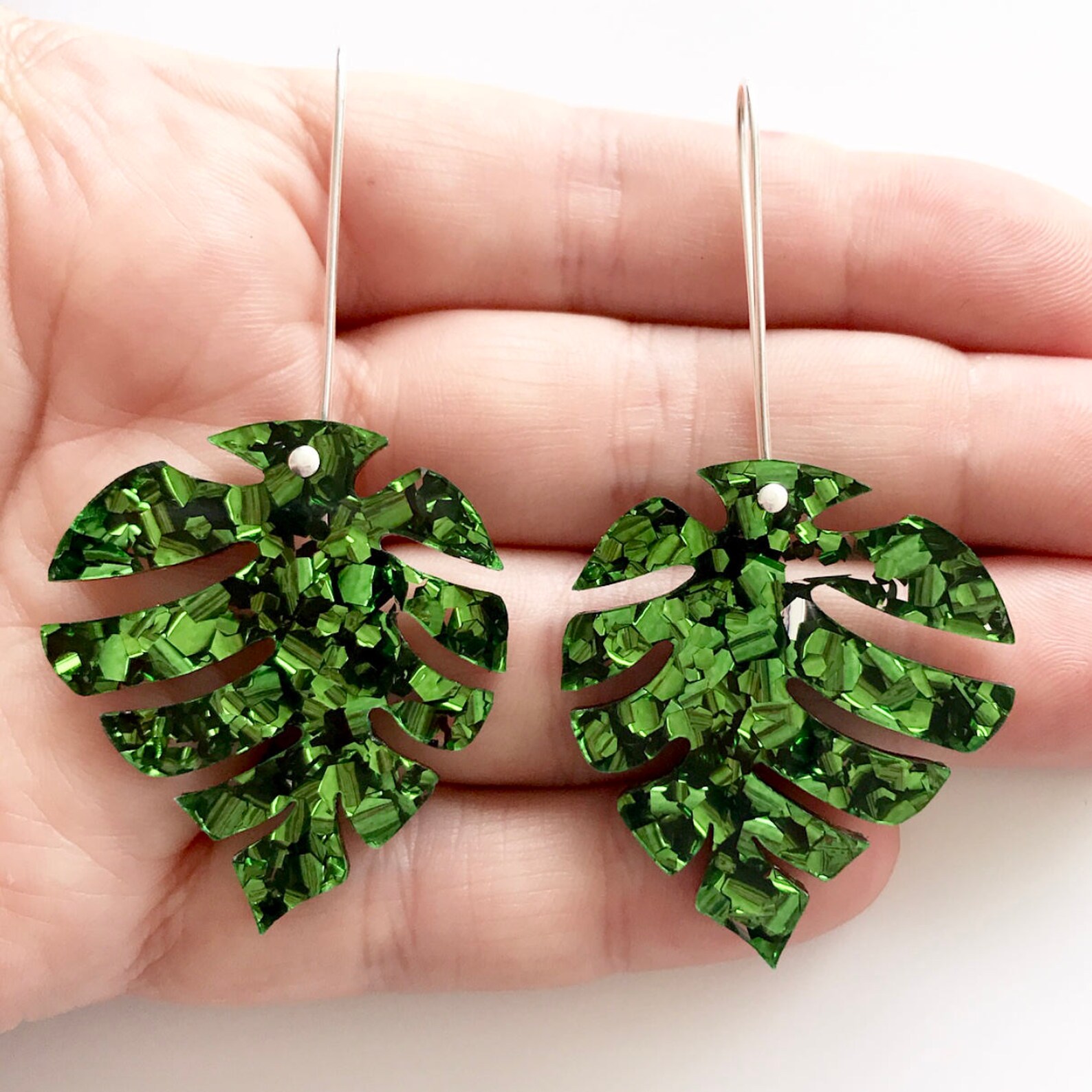 Monnie Drops Emma Laser Cut Drops Earrings Emerald Green - Etsy