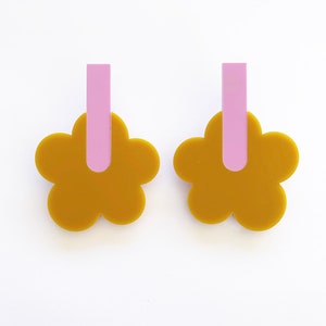 Paddle Pop Flower Studs Mustard Yellow and Lilac Purple Acrylic ...