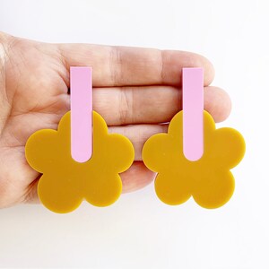 Paddle Pop Flower Studs Mustard Yellow and Lilac Purple Acrylic ...