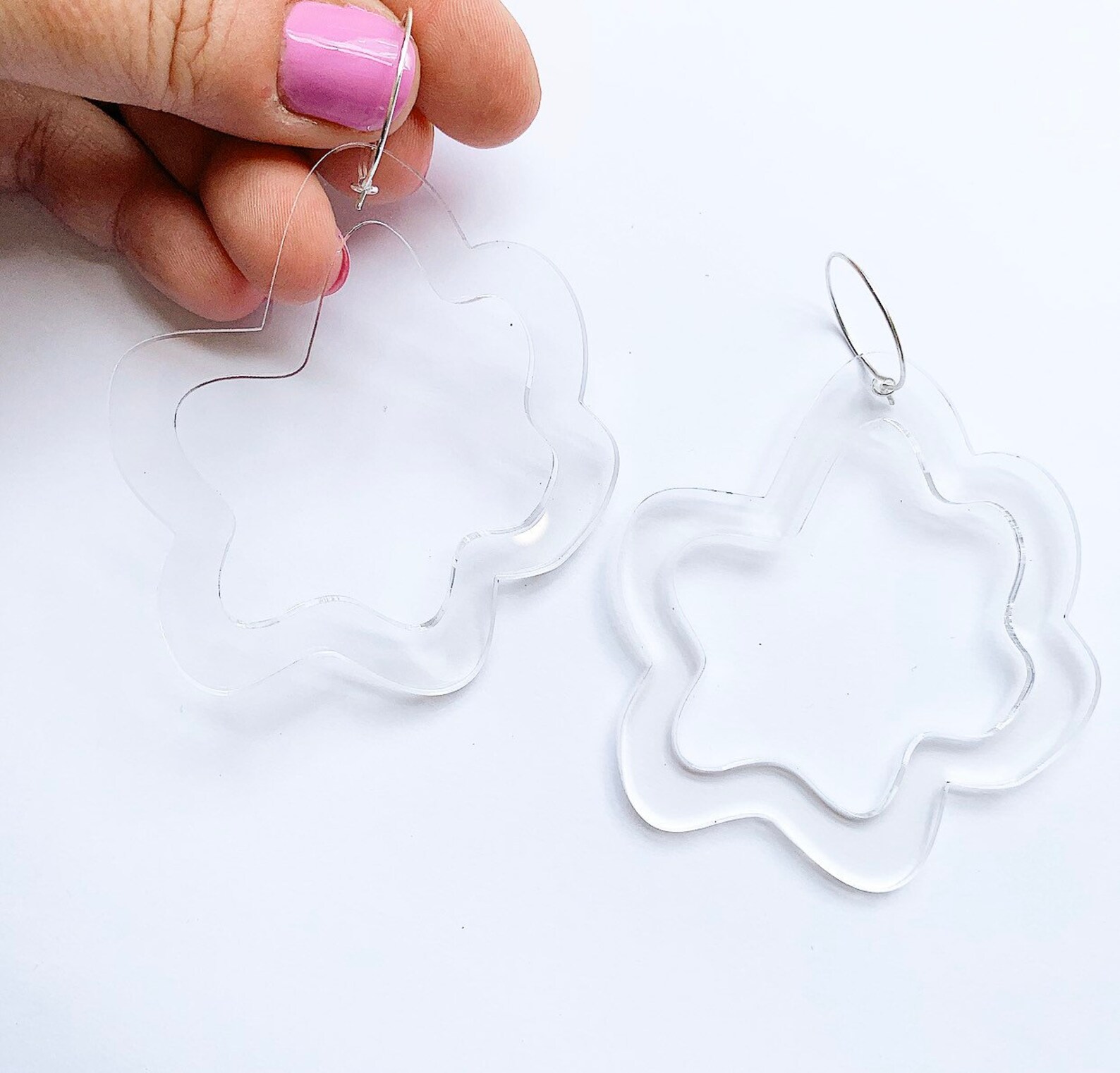 Each to Own Fluffy Hoops Medium Crystal Clear Acrylic Hoop | Etsy