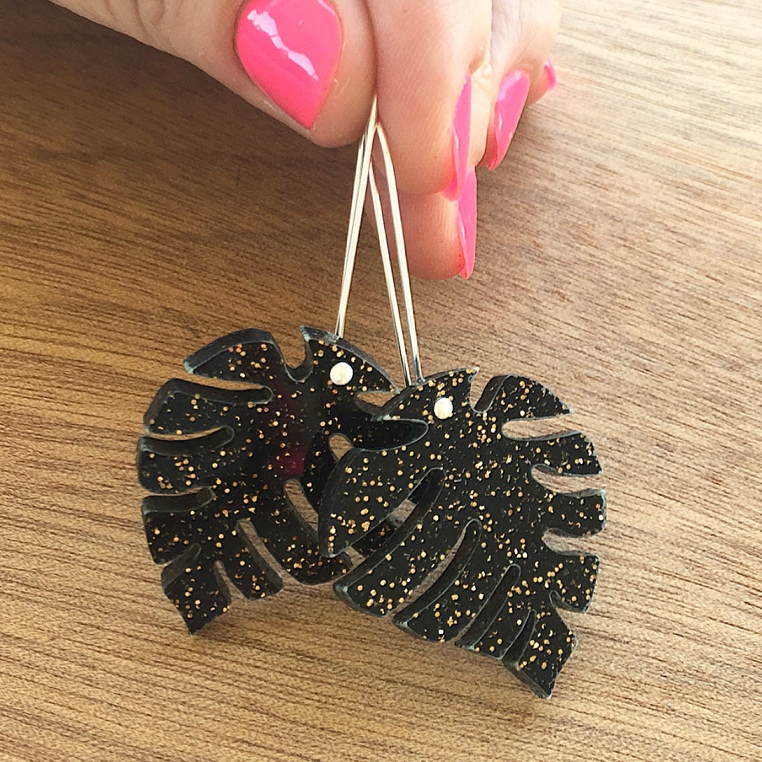 Monnie Drops Night Life Laser Cut Drops Earrings Dark - Etsy