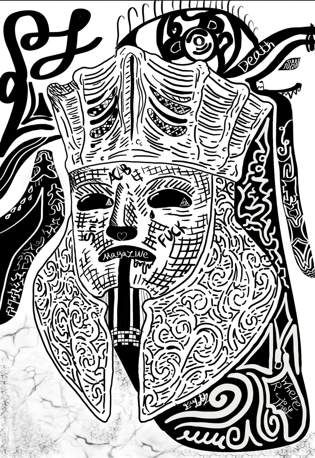 Mask Involvement Drawing JPEG - Etsy