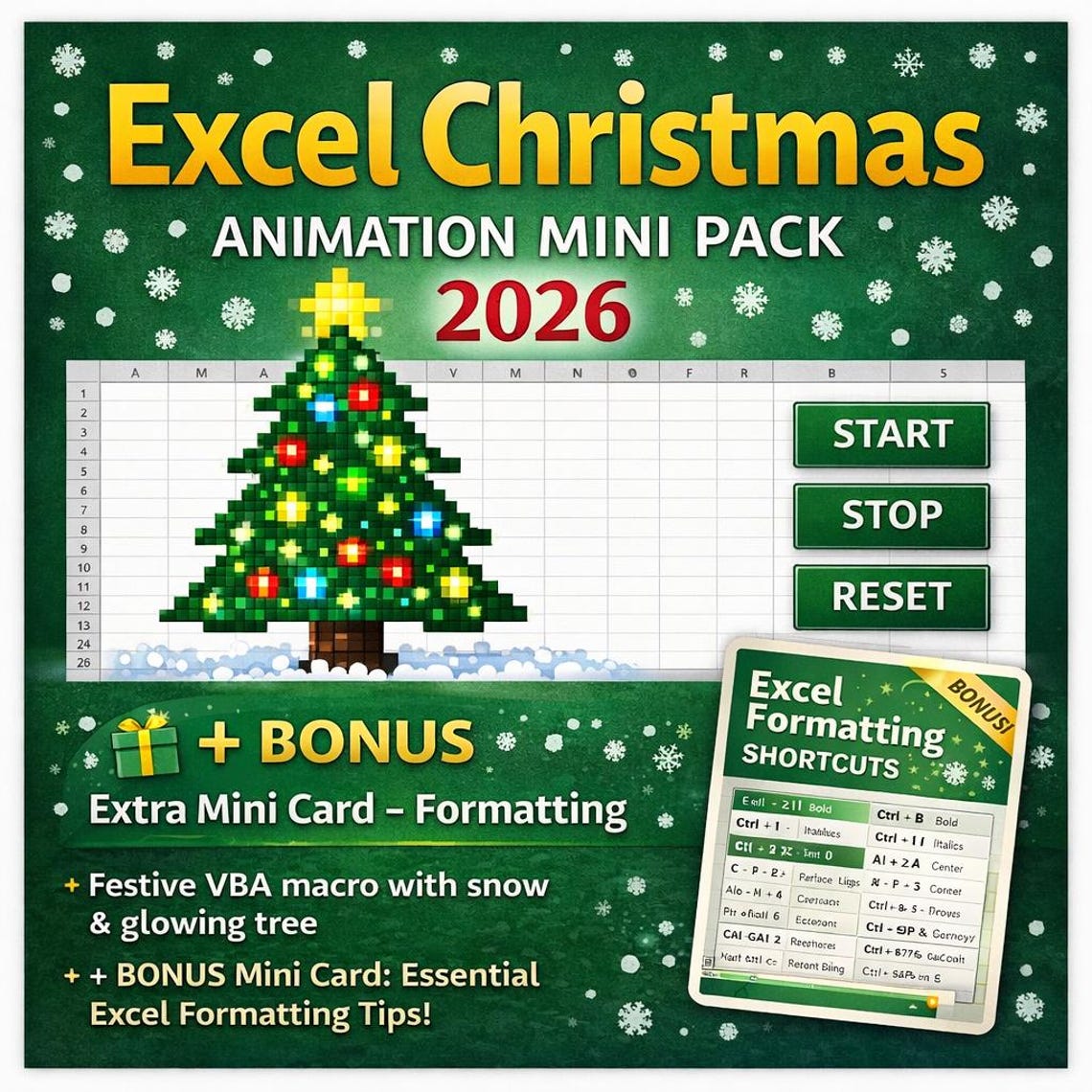 Excel Christmas Animation Mini Pack 2026 + BONUS Extra Mini Card ...
