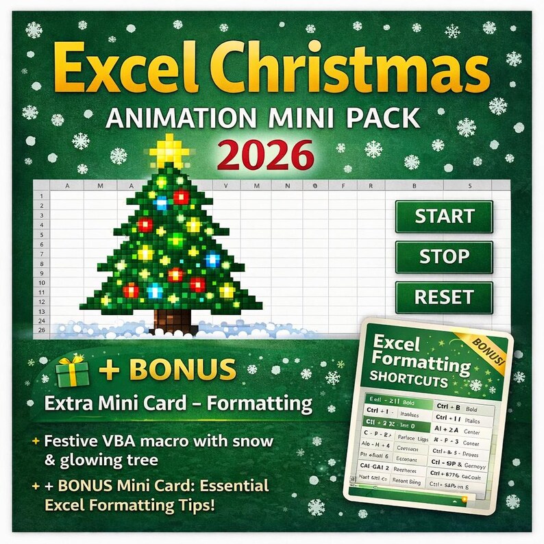 Excel Christmas Animation Mini Pack 2026 + BONUS Extra Mini Card ...