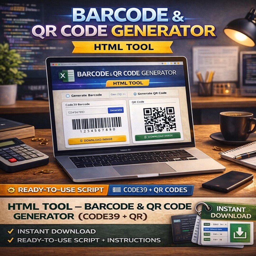 HTML Tool — Barcode & QR Code Generator (code39 + QR) — Instant ...