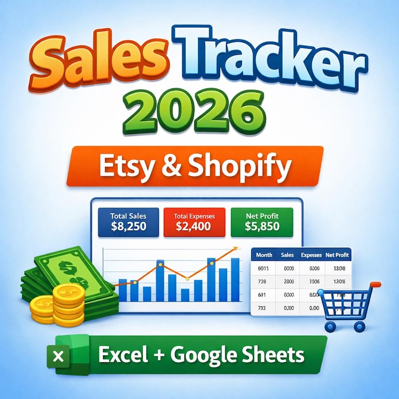 Sales & Profit Tracker | Excel + Google Sheets | Etsy Shopify Dashboard ...
