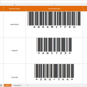 Barcode Generator PRO — Excel File (CONCAT + CONCATENATE) - Etsy