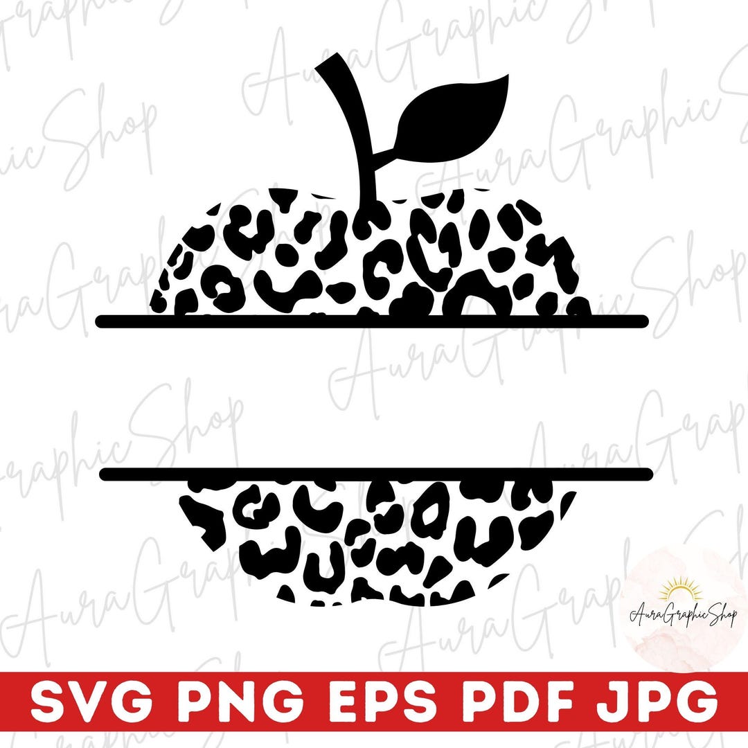 Apple Split Monogram Svg, Teacher Name Frame Svg, Leopard Apple Svg ...