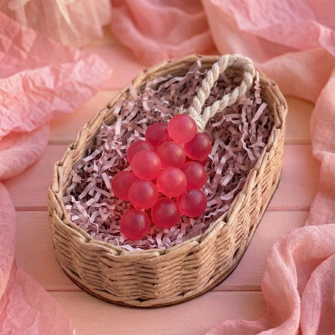 Realistic Pink Grape Soap on a Rope, Fake Fruit Bath Decor, Wine Lover ...