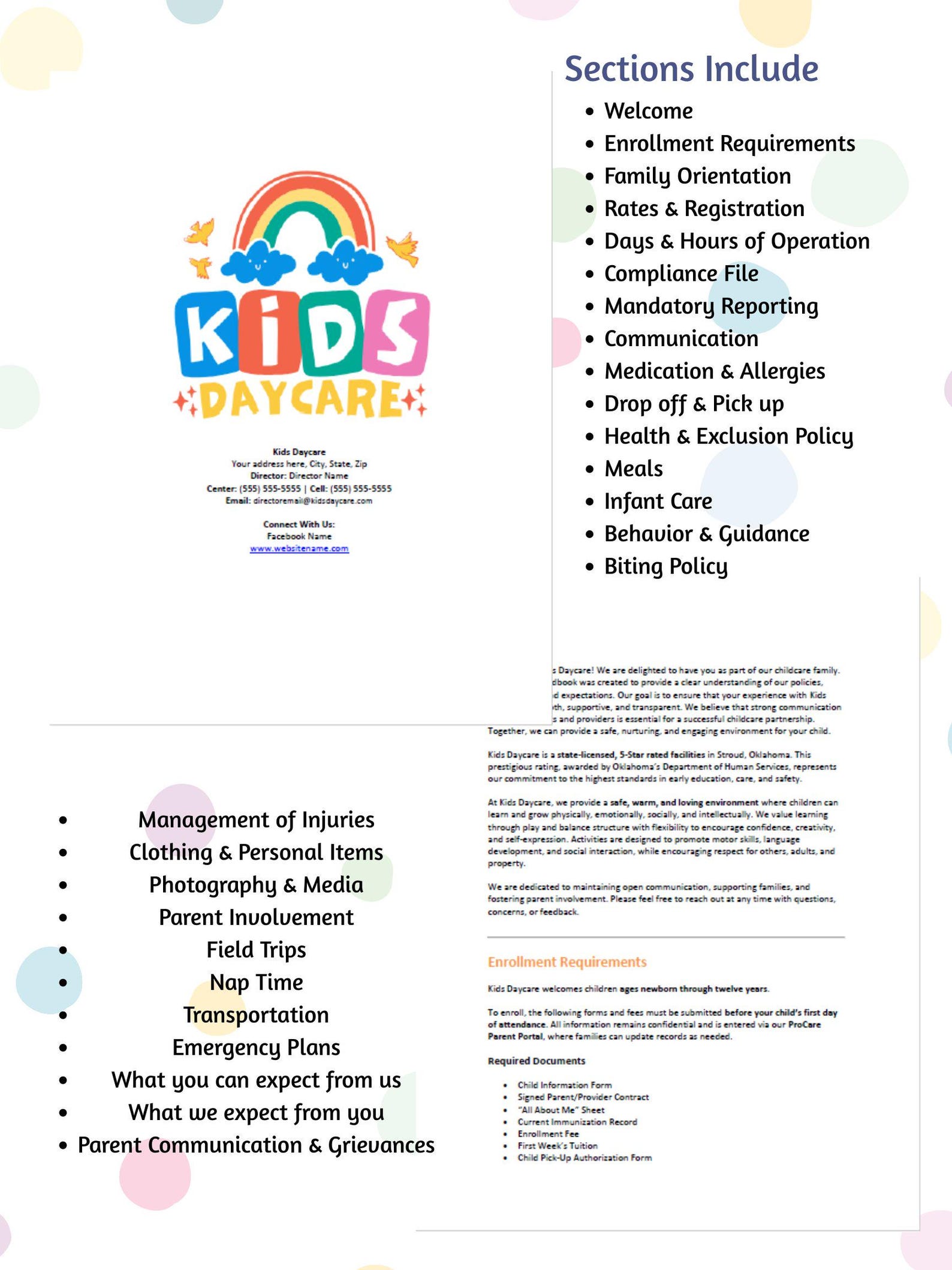 Editable Daycare Parent Handbook Template - Etsy