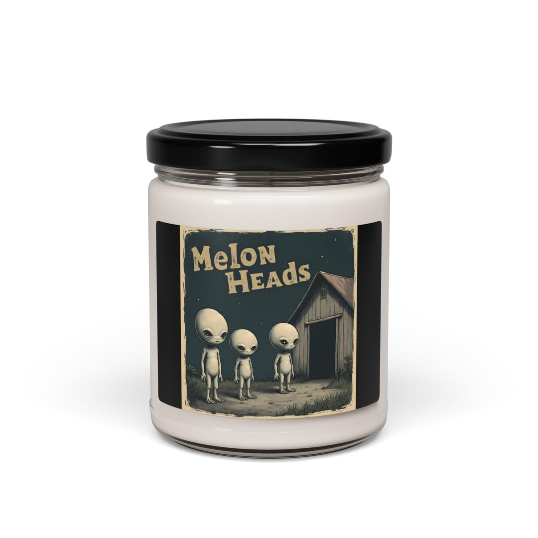 Melon Heads Alien Soy Candle, Vintage Cryptid Design, 9oz - Etsy