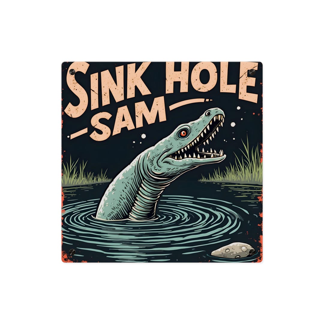 Sink Hole Sam Acrylic Wall Art Panel | Swamp Creature Illustration - Etsy