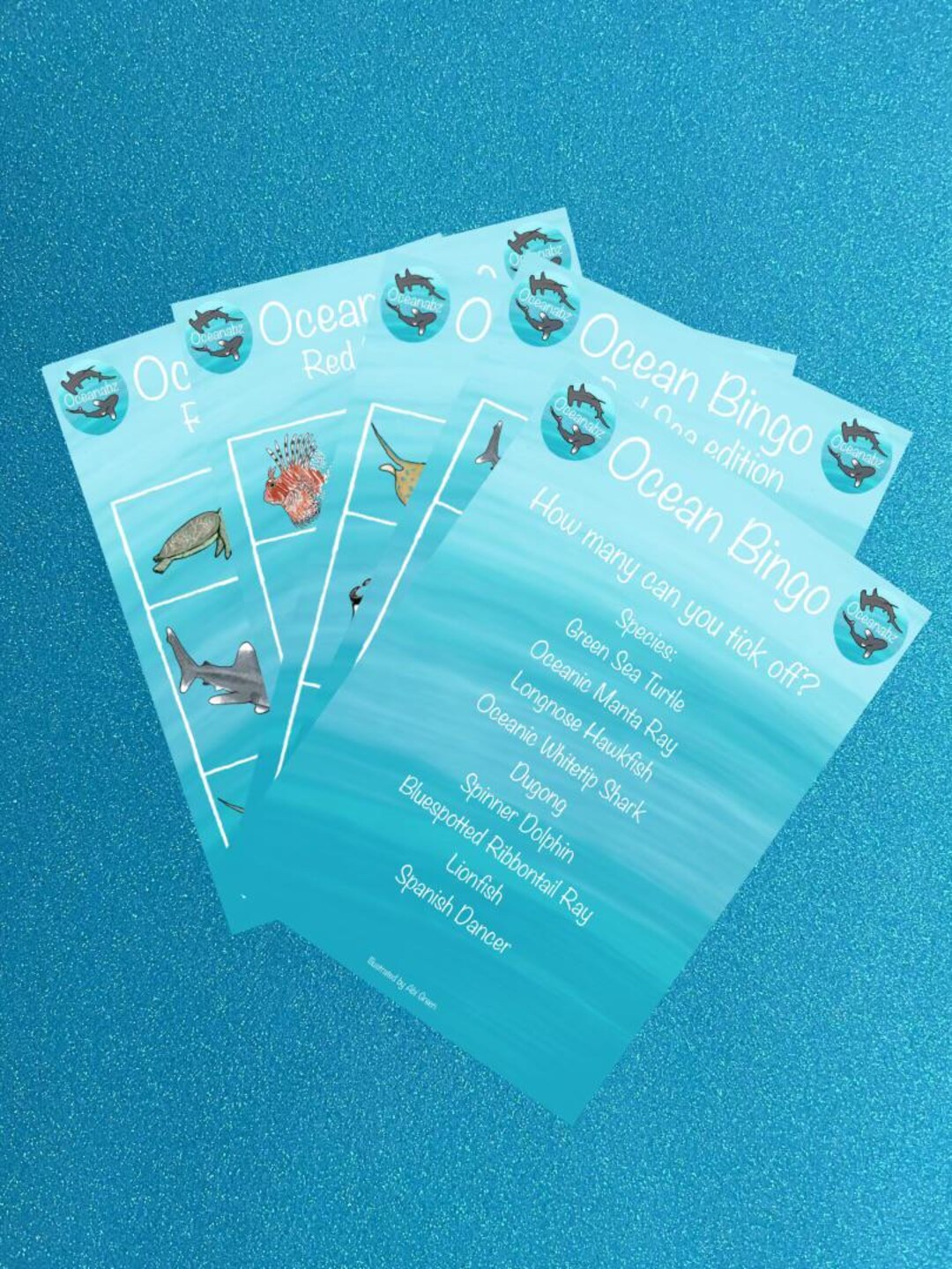 Ocean Bingo Red Sea Diving Edition - Illustrated 4 Cards - Etsy