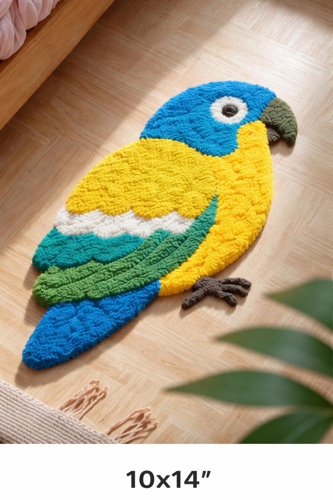 Hand Tufted Kids Bird Shape Rug – Colorful Parrot Design Soft Nursery ...
