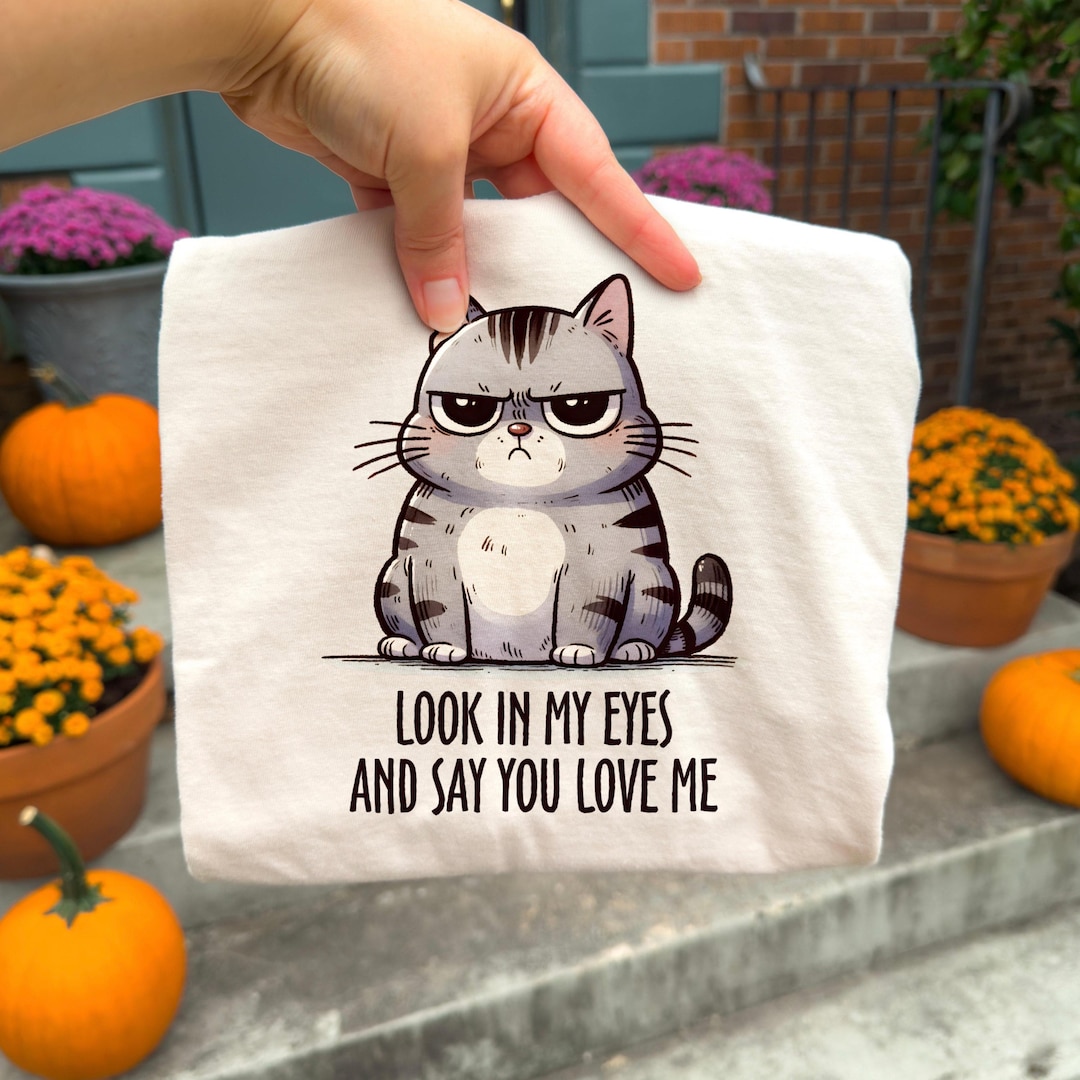 Grumpy Tabby Cat Clipart - LOOK IN MY Eyes and Say You Love Me ...