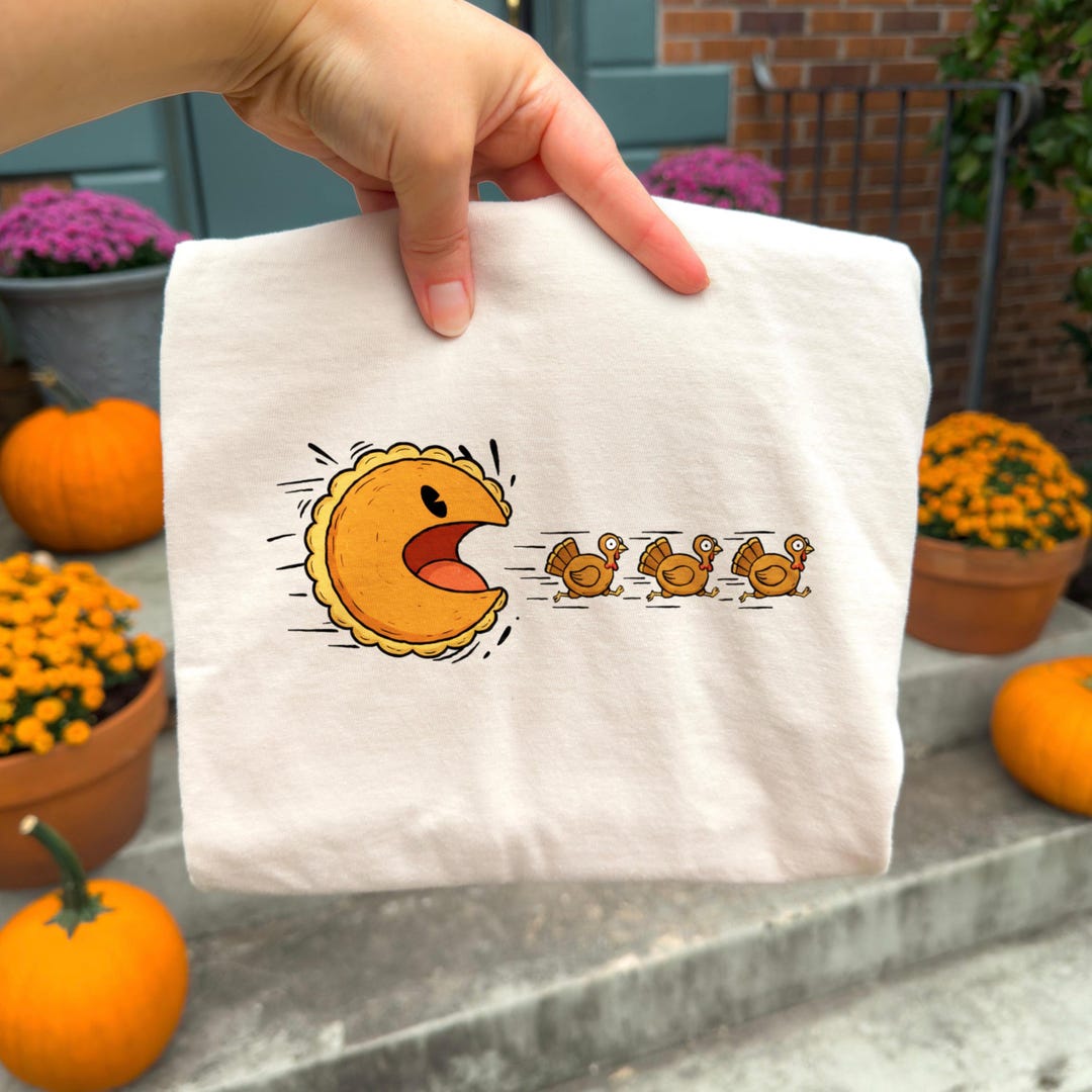Whimsical Cartoon Pie Chasing Turkeys - Clipart for Instant Download ...