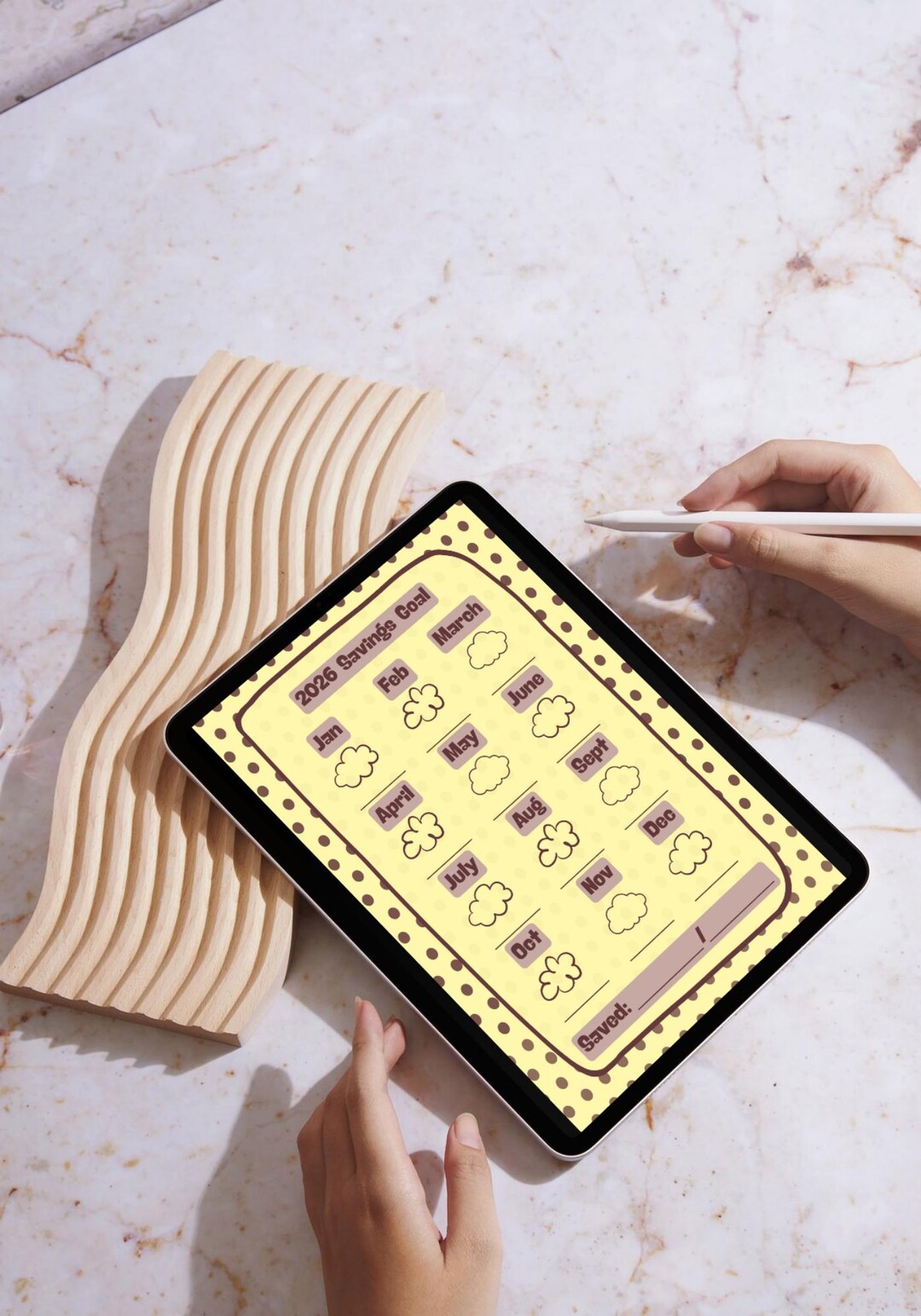 2026 Savings Goal Tracker PNG | Yellow Polka & Chocolate Printable ...