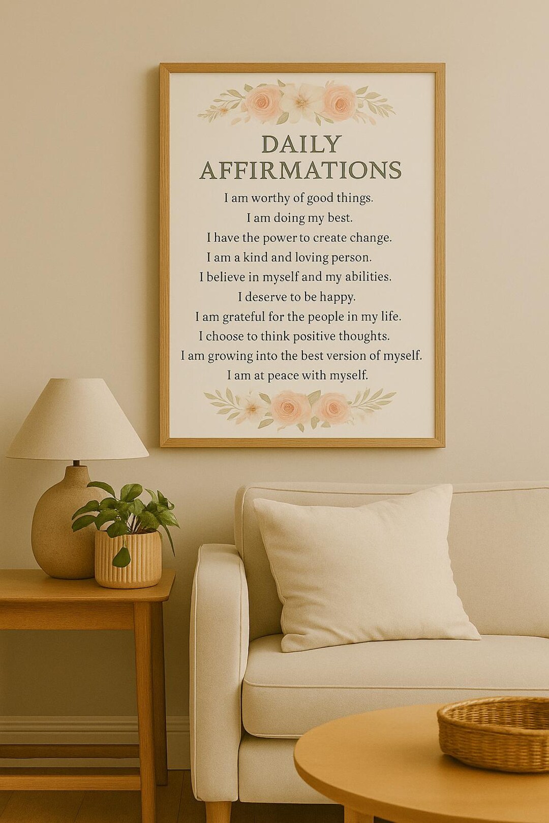 Floral Affirmation Poster – Motivational Quotes | Wellness Wall Decor ...