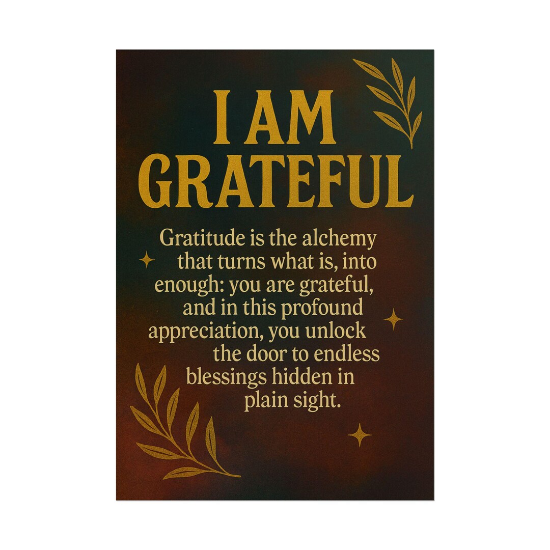 Gratitude Wall Art, I Am Grateful Poster, Motivational Decor, Home ...
