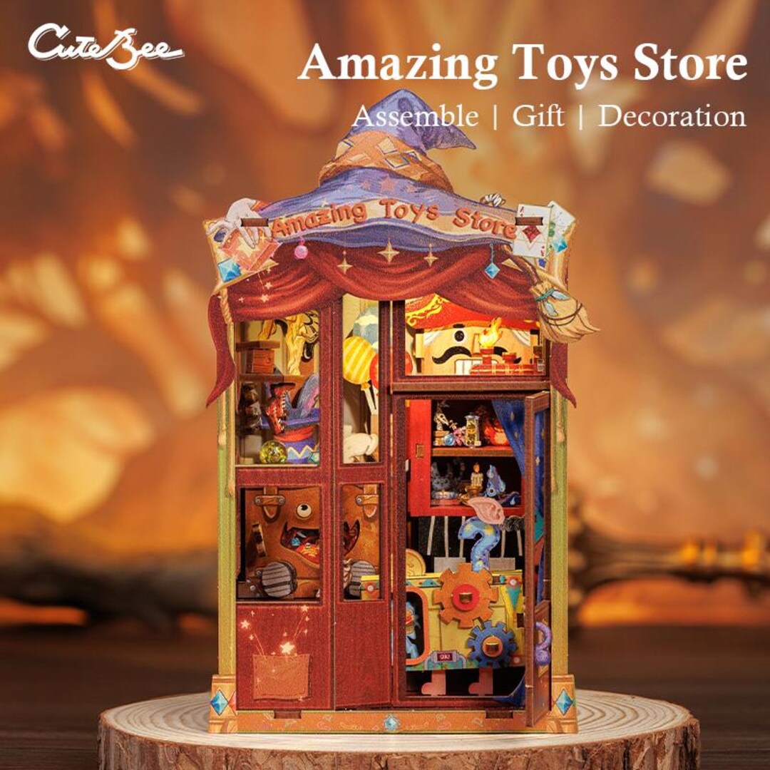 Amazing Toy Store Book Nook Kit – Miniature Library Wooden Bookend With ...