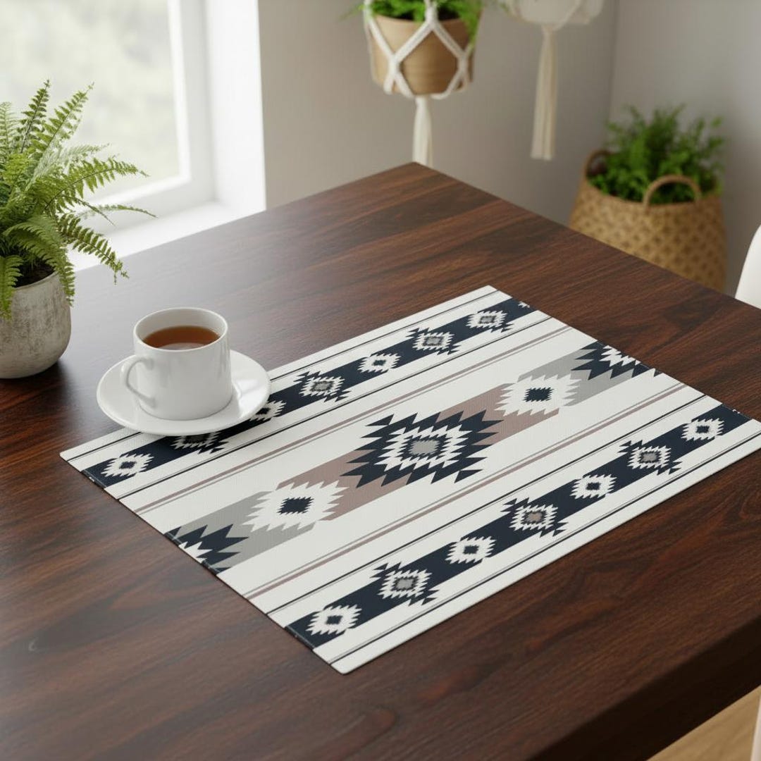 Western Boho Placemat | Neutral Southwestern Table Decor | Modern ...