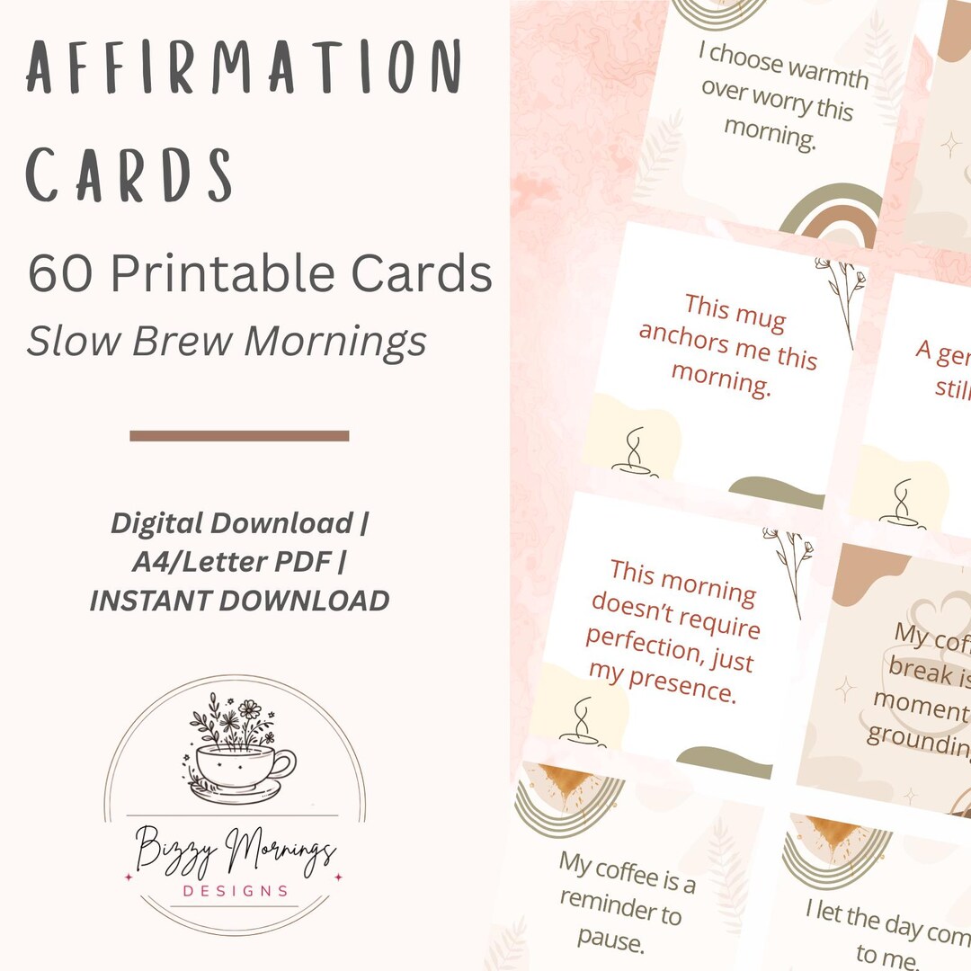 60 Printable Morning Affirmation Cards - Calm Ritual (digital Download ...