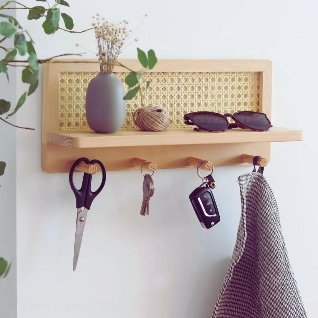 Rattan Wall Shelf Hangable Shelves - Etsy