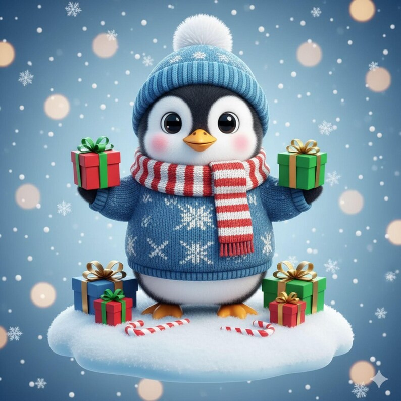 9 Christmas Penguin Clipart Bundle | Cute Winter PNG & JPG | Commercial ...
