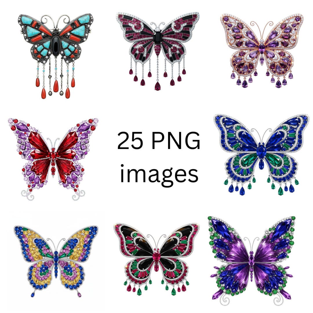 Diamond & Crystal Butterfly PNG | Printable Art for Crafts and Stickers ...