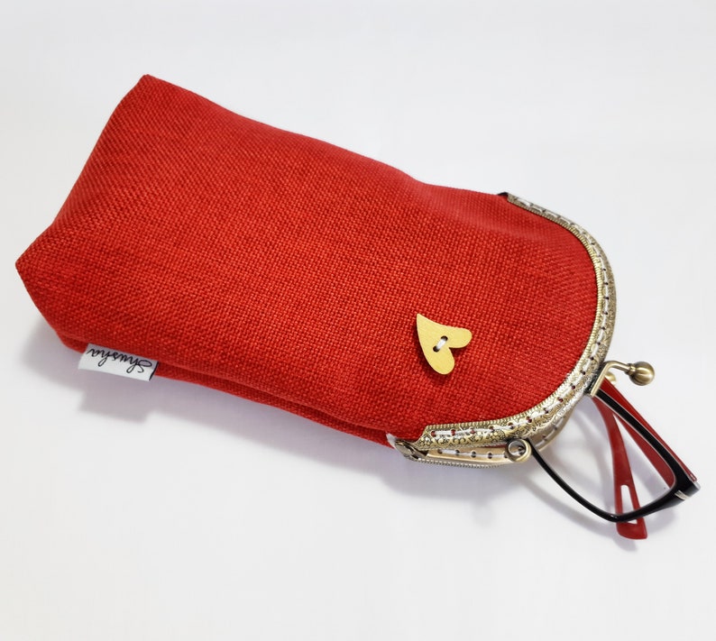 Red Eyeglass Case For Travel Eyeglass Case Handmade Cloth | Etsy