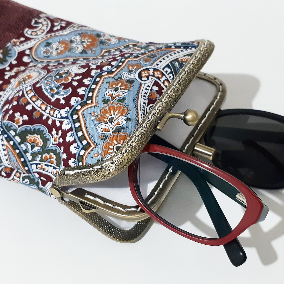 Eyeglasses Case Double Pockets Eyeglass Case Handmade Fabric - Etsy