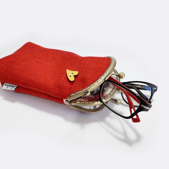Red Eyeglass Case For Travel Eyeglass Case Handmade Cloth | Etsy