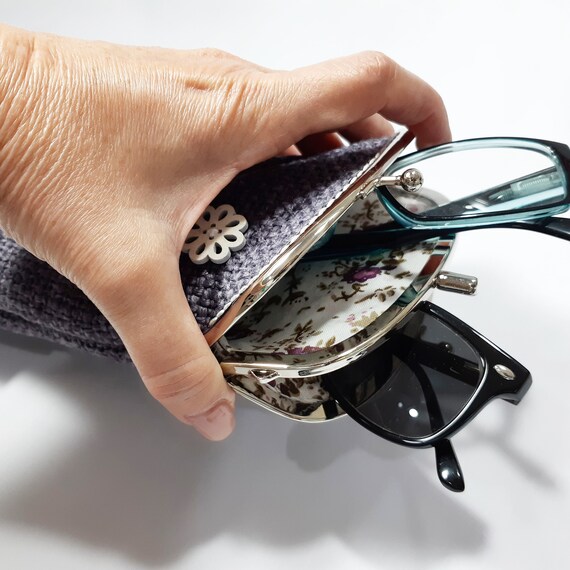 Double Pockets Eyeglasses Case Eyeglass Case Handmade Gift | Etsy