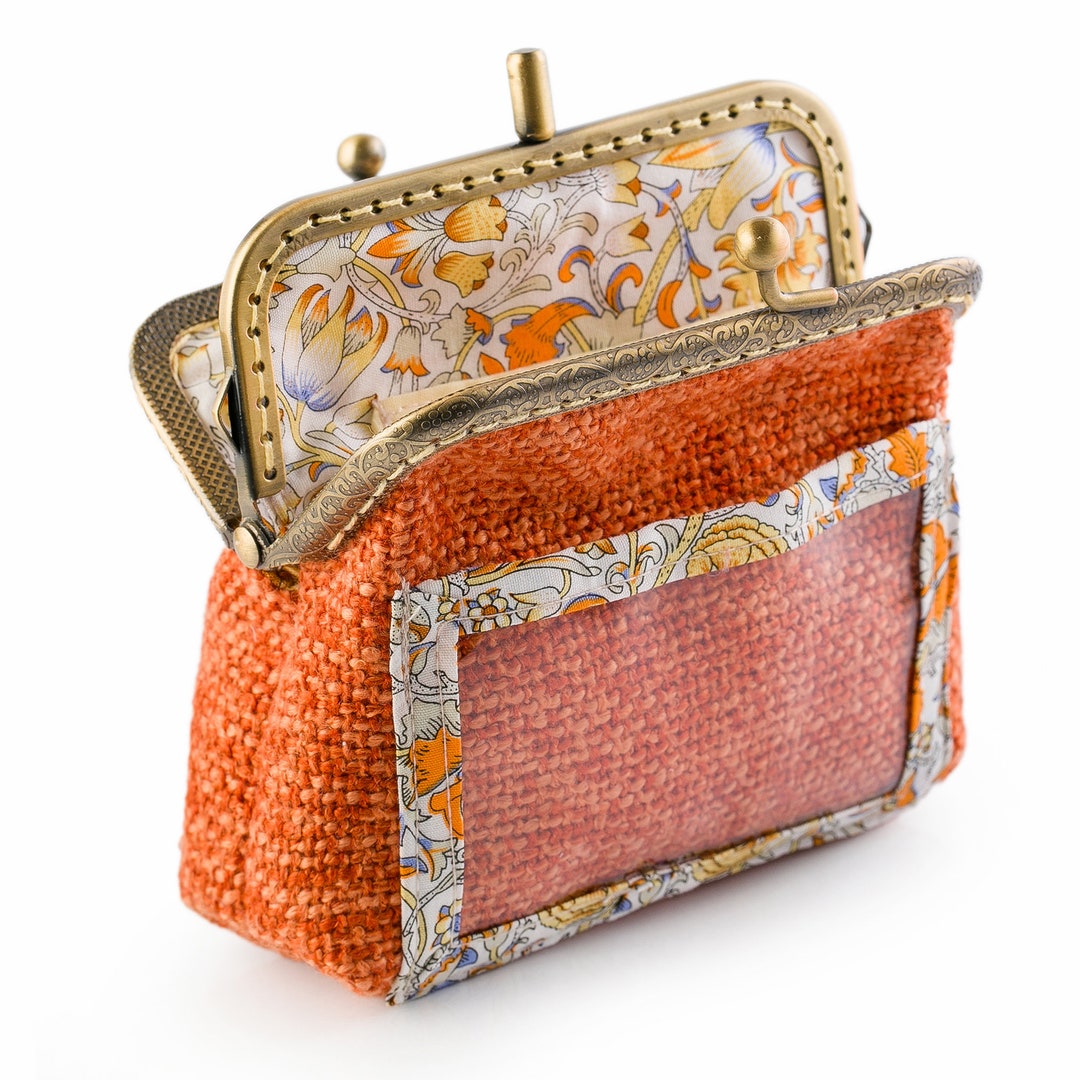 Handmade Orange Coin Purse, Kiss Lock Wallet, Badge ID Holder - Etsy
