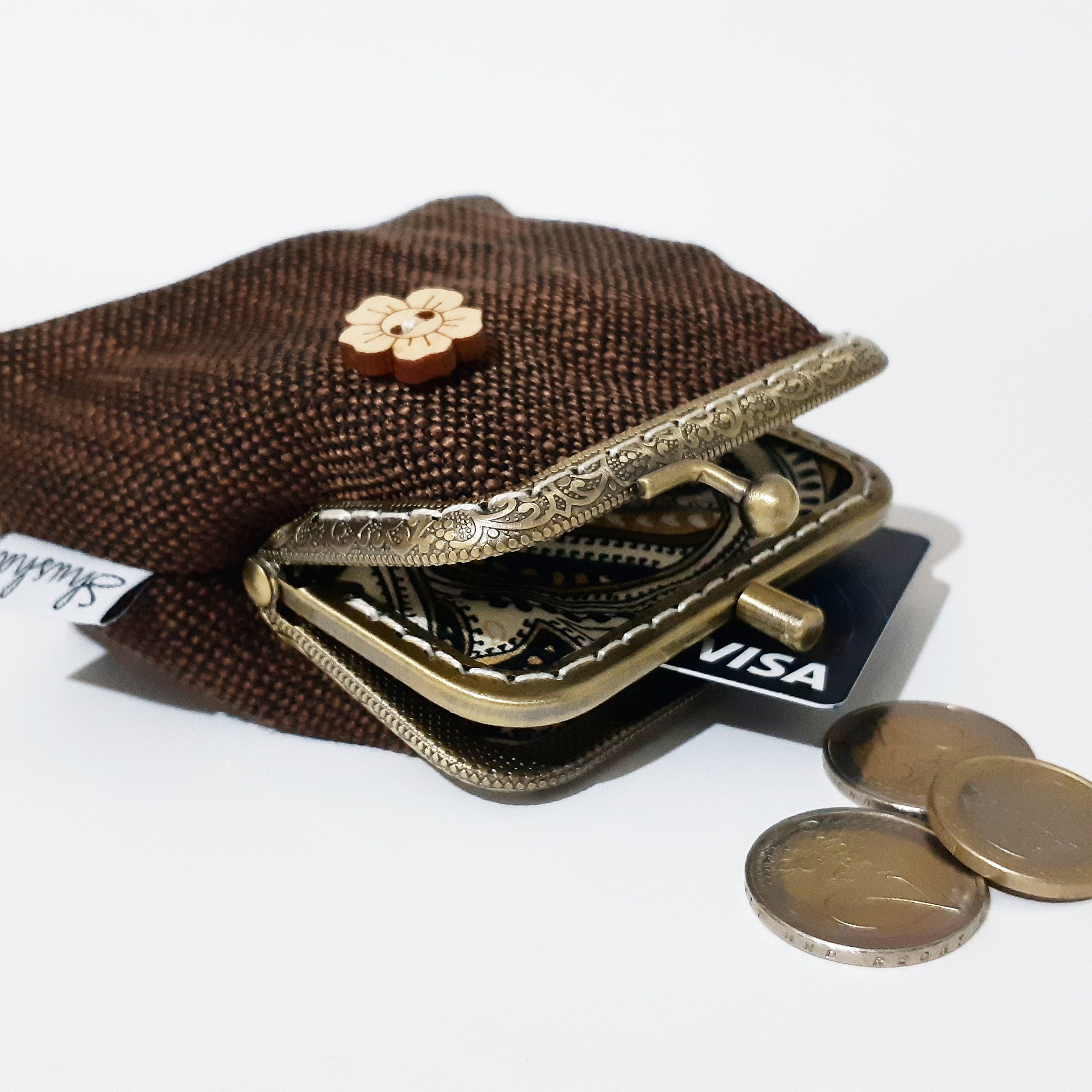 Double kiss Lock Frame Purse Personalized Initial Coin and | Etsy