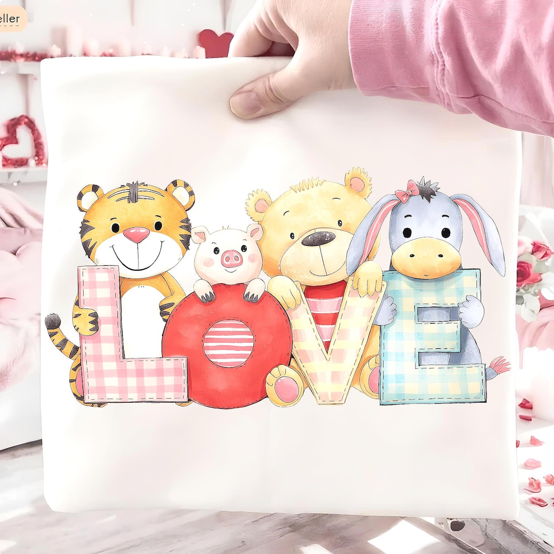 Valentine Animals LOVE Letters PNG, Kids Shirt Design (digital Download ...
