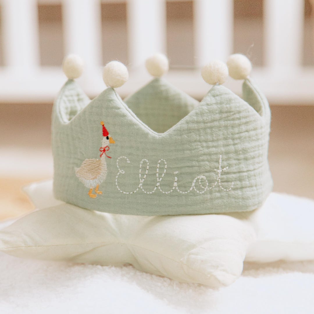 Silly Goose 1st Birthday Crown - Muslin Crown 1 Year Old Personalized ...
