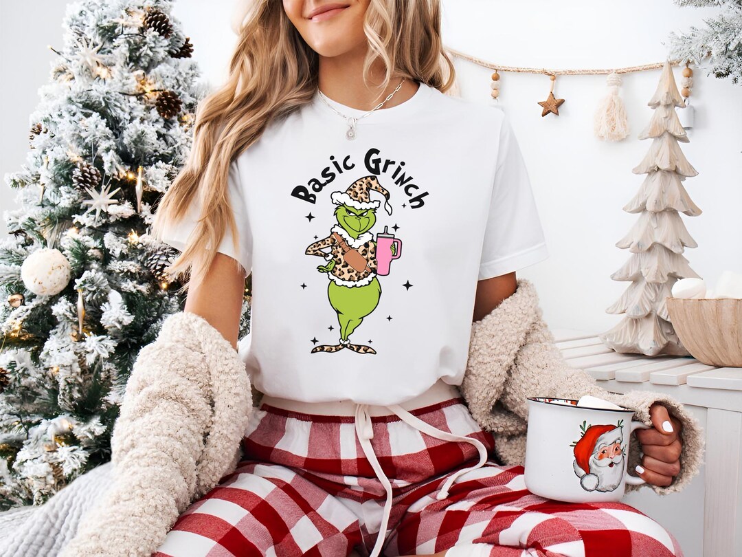 Leopard Print Grinch Shirt, Basic Grinch Fashion Tee, Trendy Cheetah ...