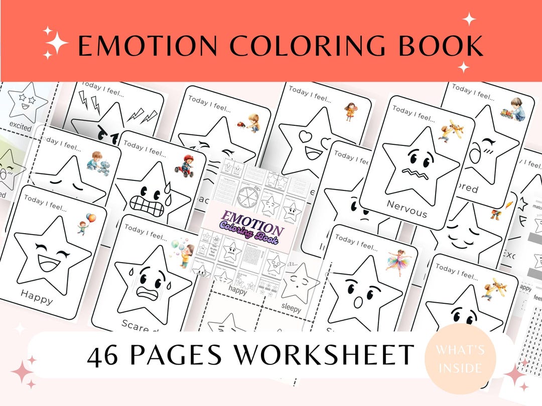 Emotion Coloring Book for Toddler, Kids, Kindergarden, Coloring Pages ...